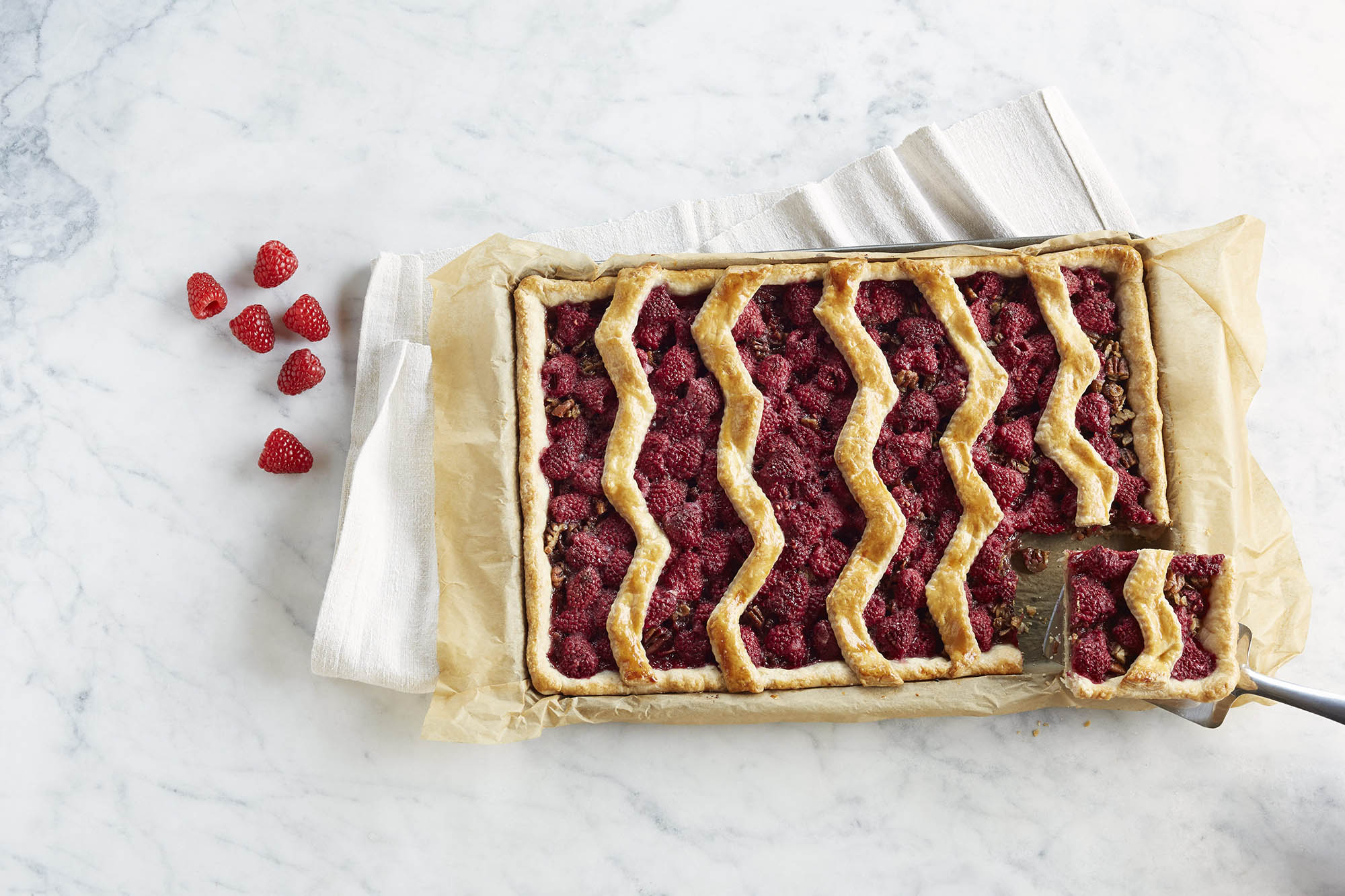 Raspberry Pecan Crumble Slab Pie